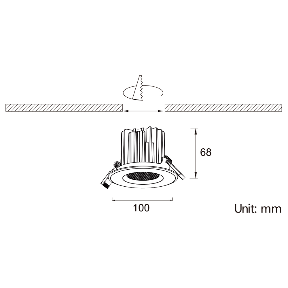 10W,Cutout 80mm,Height 48mm,Beam 15°| 24°|38°|45°|60°,100lm/W,UGR